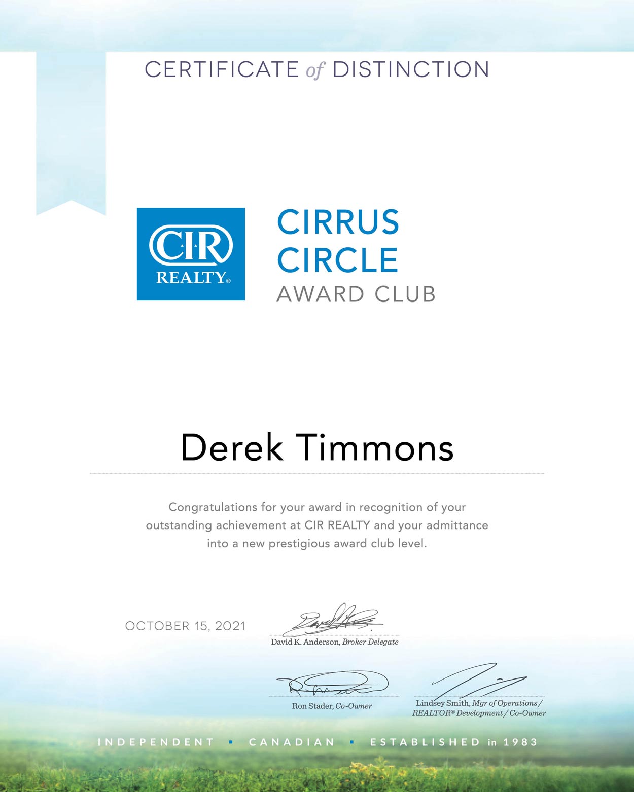 Derek Timmons Awarded the Prestigious Cirrus Circle Club Award|Derek ...